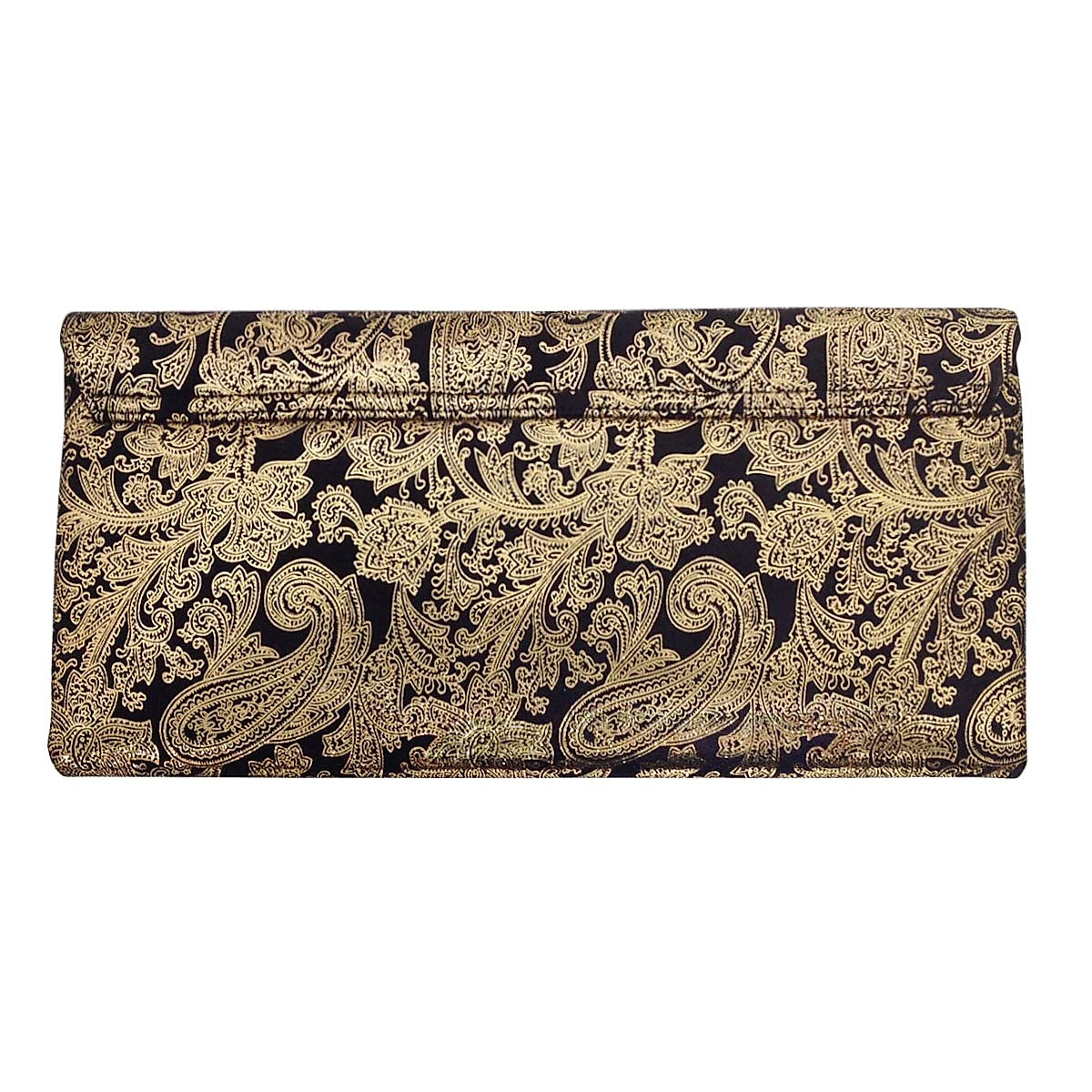 JNB Paisley Pattern Print Clutch, Gold