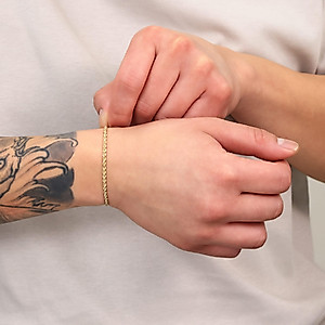 Nuragold 14k Yellow Gold 2mm Rope Chain Diamond Cut Bracelet or Anklet, Mens Womens Jewelry 7" 7.5" 8" 8.5" 9"