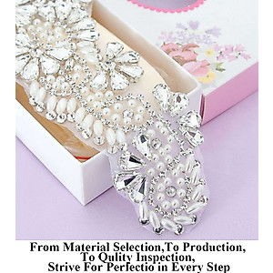 Pardecor Belt with Rhinestone Bridal Wedding Dress Belt Silver Crystal Rhinestone Pearl Belts Beaded Women's sash for Bridesmaid Gowns