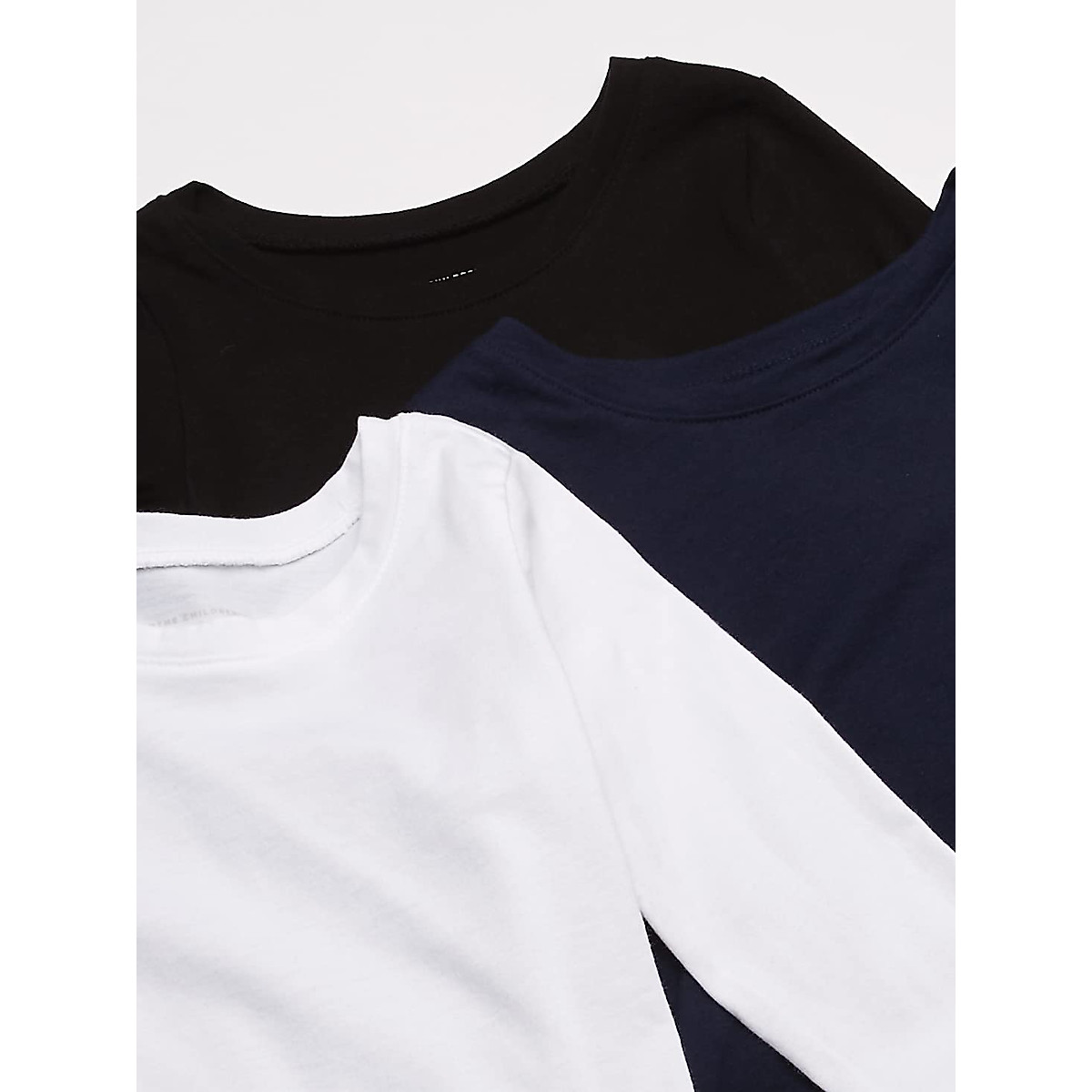 The Children's Place baby girls And Toddler Long Sleeve Basic Layering T-shirt T Shirt, Black/Tidal/White 3 Pack, 3T US