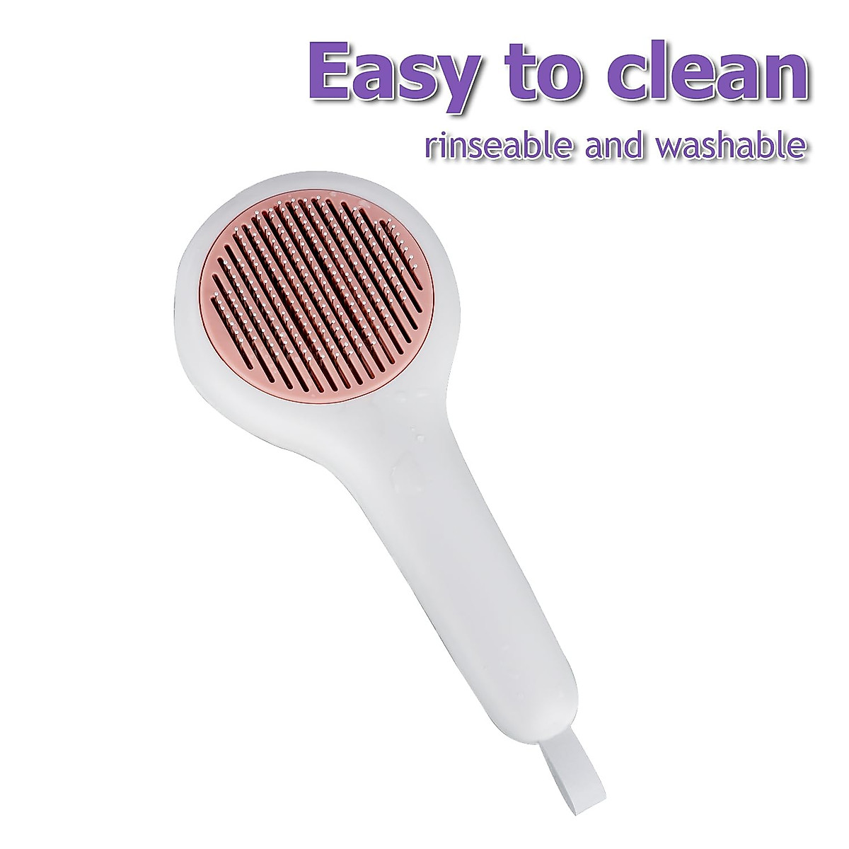 QIICJUR Cat Brush for Long or Short Haired Cats and Dogs, Self Cleaning Pet Hair Brush, Removes Loose Fur, Tangles, Mats, Dander, Dirt, Provides Relaxing Massage, Pink White