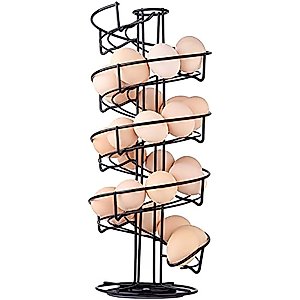 Toplife Spiral Design Metal Egg Skelter Dispenser Rack, Storage Display Rack, Black