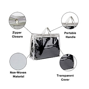 YMOND Handbag Organizer, Transparent Purse Storage Bag, Anti-dust Purse Organizer with Zipper and Handle, Clear Dust Cover Bags for Hanging Closet - 3Pack, Gray