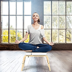 Giantex Yoga Headstand Bench w/PVC Pads, Yoga Inversion Chair, Sturdy Wood Frame, Yoga Inversion Trainer, Relieve Fatigue and Shape Body, Idea for Workout, Fitness and Gym