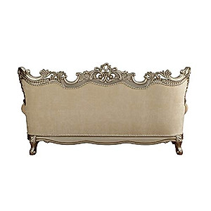 Acme Ranita Sofa,Tan Fabric, Champagne Wood Trim