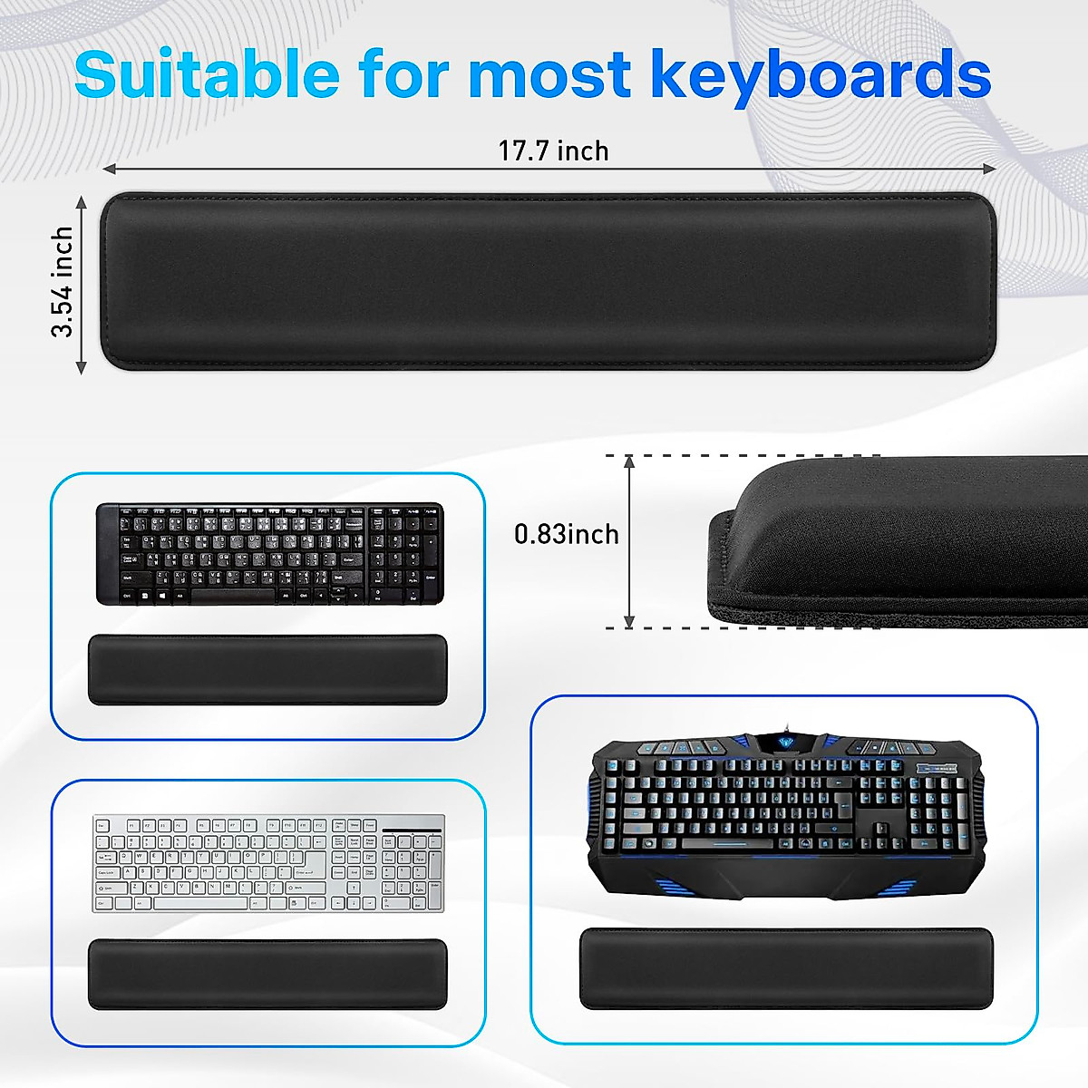 Keyboard Wrist Rest + Mouse Pad + Mouse Wrist Rest Support Set, Memory Foam, Easy Typing Pain Relief, 3Pcs Keyboard Mouse Pad Set for Computer, Laptop, Home & Office (SKK-330)