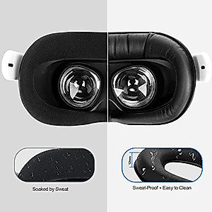 SUPERUS Face Cover Pad & Glasses Spacer Compatible with Oculus/Meta Quest 2 Accessories, Enhanced Comfort, and Prevent Your Glasses from Scratching VR Lenses (Black)