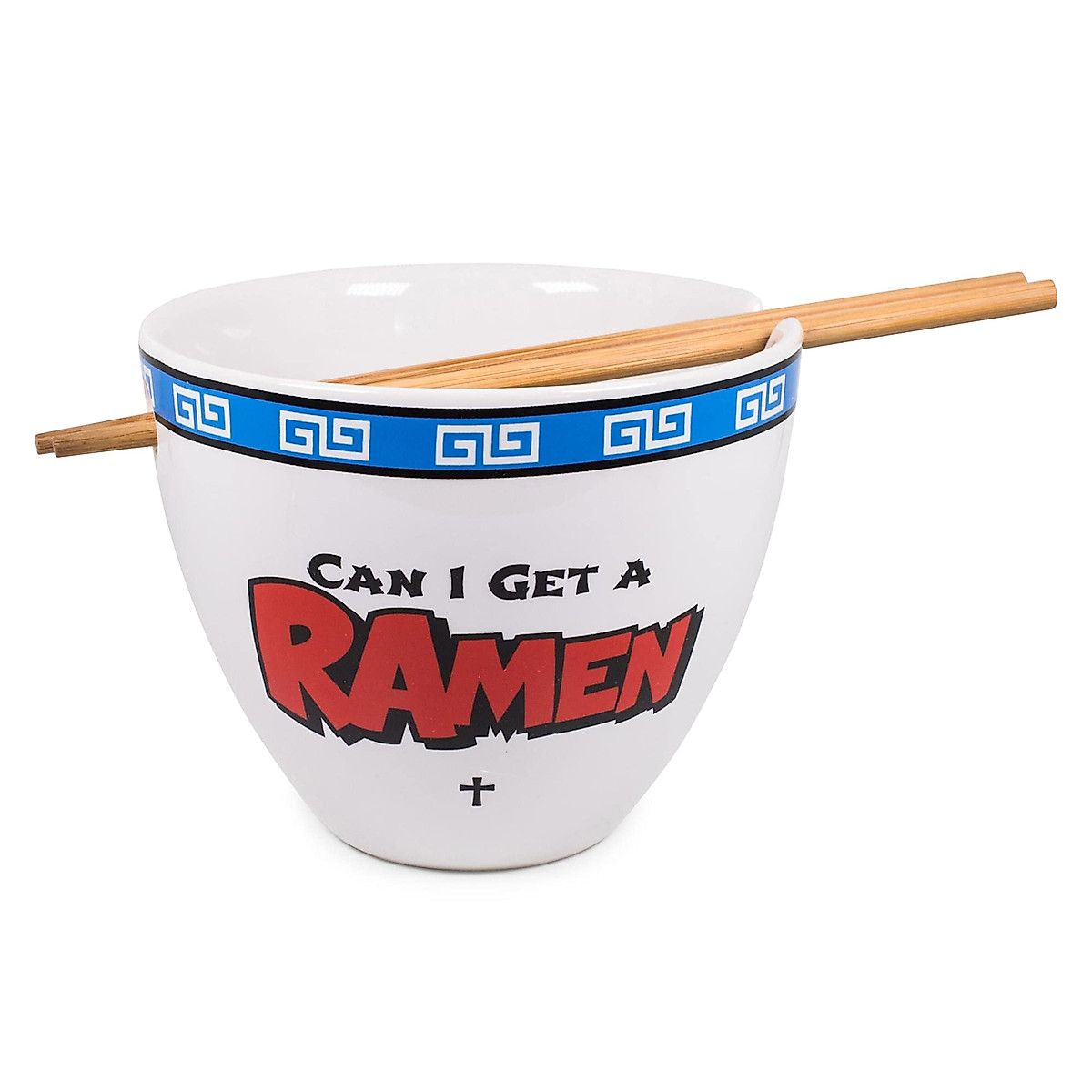 Bowl Bop Jesus Can I Get A Ramen? Japanese Ceramic Dinnerware Set | Includes 16-Ounce Ramen Noodle Bowl and Wooden Chopsticks | Asian Food Dish Set for Home & Kitchen | Funny Religious Gifts