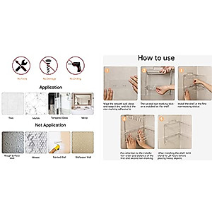 Luoer&Zima Shower Caddy 3-Layers Bathroom Shelf, No Drilling Traceless Adhesive Collapsible Bathroom Storage Organizer, Stainless Steel Rustproof Food Storage Basket 4 Pack