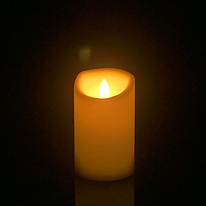 3"x5" Waterproof Battery Operated LED Pillar Candle Outdoor Flameless Flickering Fake Plastic Resin Electric Light with Timer for Birthday Baby Party Wedding Decoration Patio Garden Home Decor