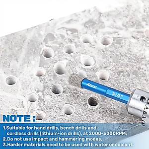 XDOVET Dry Diamond Drill Bit Sets Hex Shank 6Pcs 1/2" to 1/4" Core Drill Bits for Granite Marble Porcelain Glass Lenses Tile etc