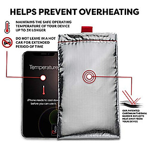 PHOOZY Apollo Series Thermal Phone Case - Insulated, Ultra-Slim Pouch Protects Your Phone from Overheating in The Sun & Extends Battery Life. Floats in Water. AS SEEN ON Shark Tank - Silver - Large