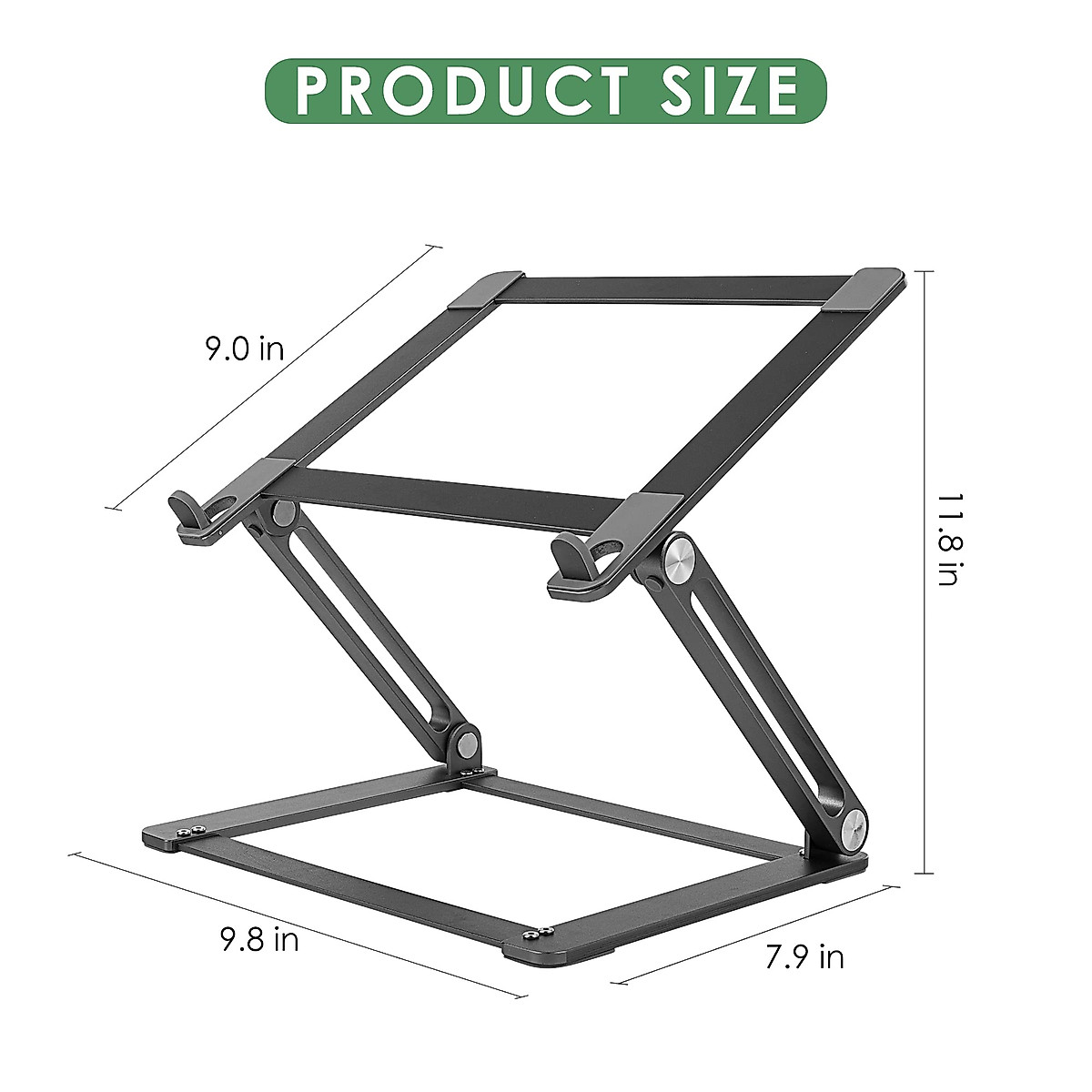 Laptop Stand Holder Adjustable Height, LOTEYIKE Aluminum Portable Laptop Riser for Desk with Foldable Hook, Multi-Angle Computer Stand for Laptop Compatible for MacBook Air/Pro, 10-17" Notebooks, Grey