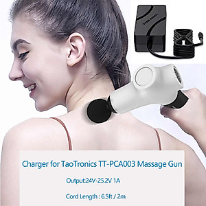 24-25.2V Massage Gun Charger for TaoTronics TT-PCA003,TOLOCO EM26 T11 Pro, Opove M3 Pro, Opove G3 Pro, Hyperice Hypervolt Muscle Power Cord