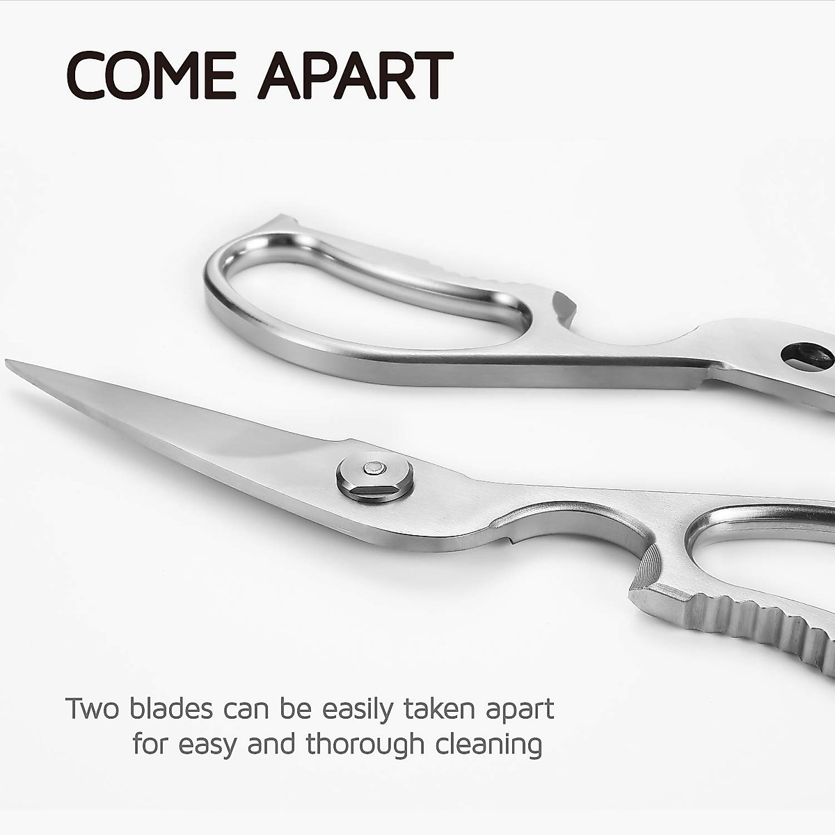 Multipurpose Kitchen Shears by WELLSTAR, Come Apart Heavy Duty German Stainless Steel Food Scissors for Cutting Meat Poultry Chicken Vegetable, Plus Handy Onion Slicing Holder, Gift Box Pack