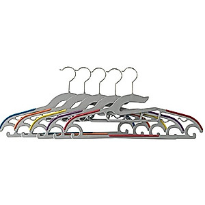 Jeronic P3500M 30 Pack Light-Weight Non-Slip Durable Clothes Plastic Hangers Various Perfect for Pants, Dress, Jacket, Underwear and Shirt, 5 Mixed Color 01, 30 Count