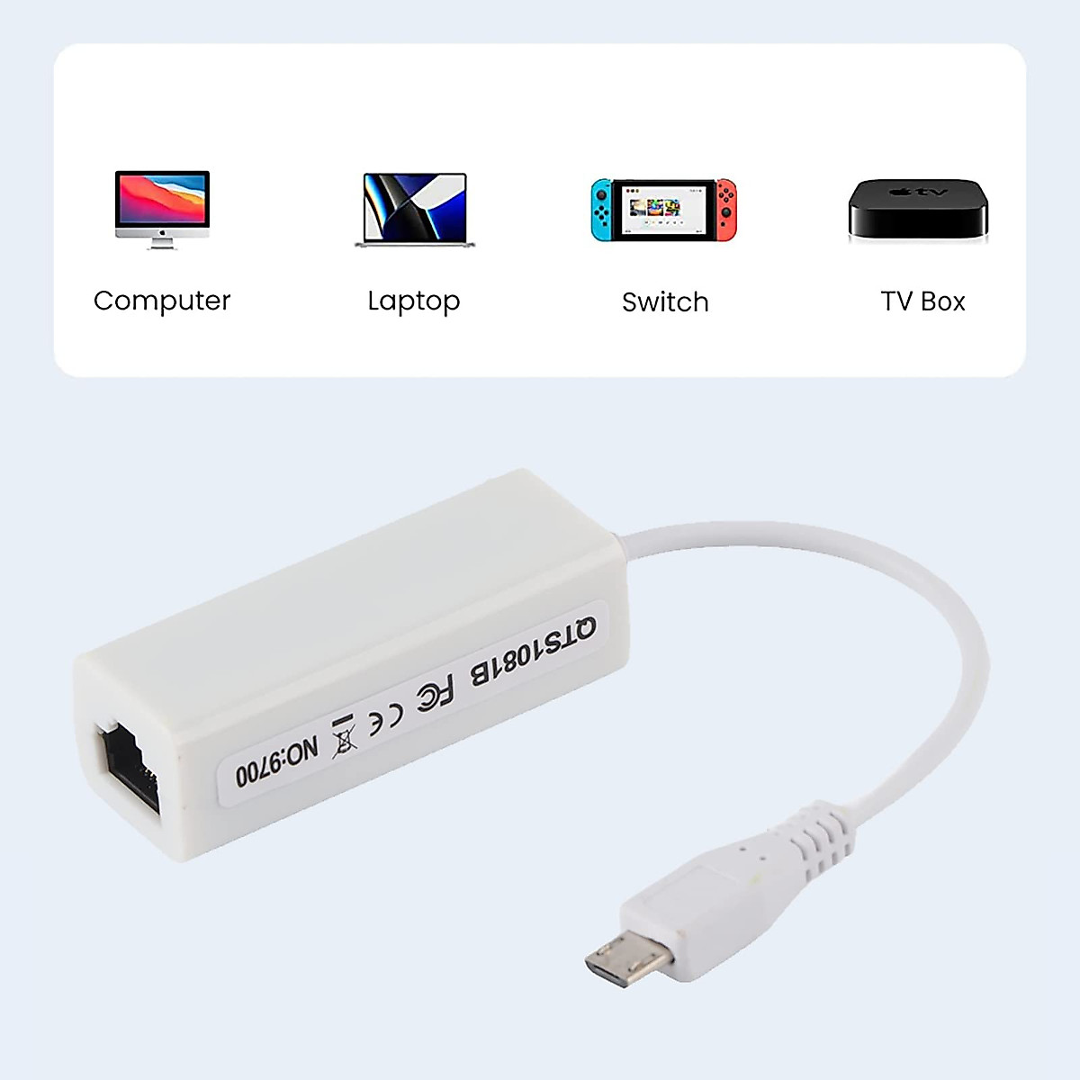 Zopsc-1 Ethernet Adapter Micro USB to RJ45 Network Card Adapter Micro USB to RJ45 Ethernet Port for Raspberry Pi Zero 1.3W Motherboard