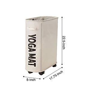 QIAOIDEA Yoga Mat Stand Rack Storage Basket, Yoga mat Holder, Yoga Mat Tube Stand, Home Gym Storage Rack for Foam Roller, Yoga strapand, Resistance Bands, Workout Equipment Storage Organizer