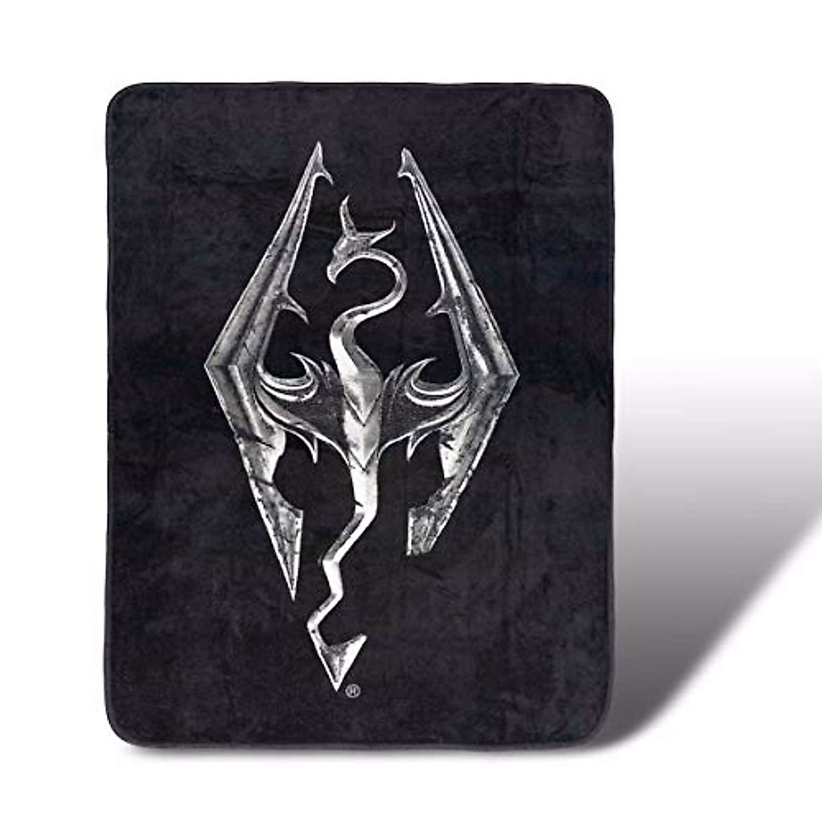 JUST FUNKY Skyrim Collectibles | Skyrim Dragon Emblem Fleece Throw Blanket | 45” x 60”