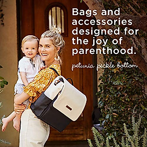 Petunia Pickle Bottom Boxy Backpack, Diaper Bag, Stylish Baby Bag, Spacious Backpack, On-The-Go Moms, Sand/Black