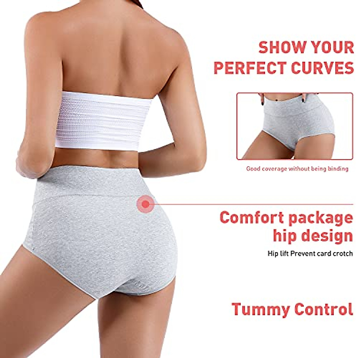 Honzadar Womens High Waist Underwear,Tummy Control briefs,Postpartum Panties,Full Coverage(Regular & Plus Size)