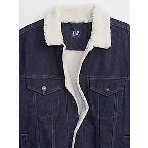 GAP mens Icon Sherpa Denim Jacket, Rinsed, Large US
