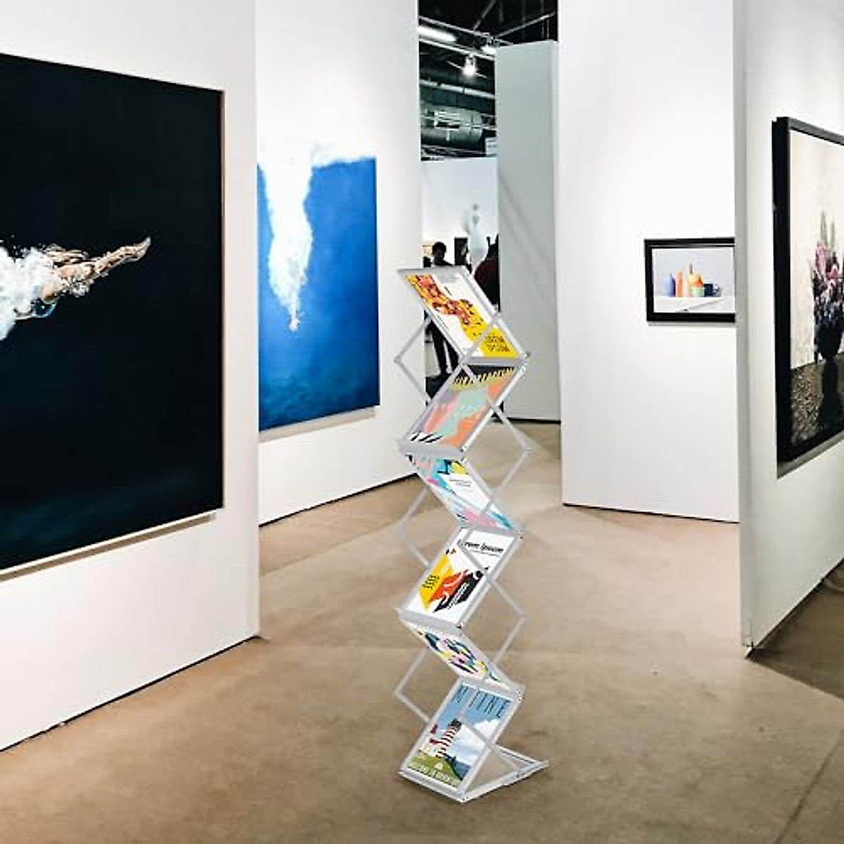 Nisorpa Literature Rack, Foldable Magazine Rack Office Racks & Displays Magazine Rack Catalog Brochure Display Stand Holder Catalog for Trade Show Exhibitions Office Retail Store, 3 height adjustable,