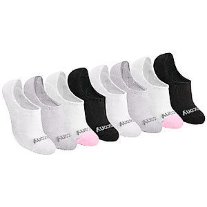 Saucony womens 8 Pairs No Show Cushioned Invisible Liner Socks, Wardrobe (8 Pairs), Shoe Size 6-10 US
