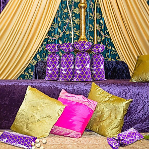 100 Pieces Arabian Nights Cellophane Treat Bags,Eid Mubarak Party Treat Bags,Purple and Gold Goodie Bags with Twist Ties for Arabian Nights Indian Diwali Party Favors