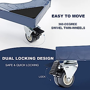 WBD WEIBIDA Adjustable Furniture Dolly with 4 Dual-Locking Wheels, Universal Washing Machine Base Stand, Square Appliance Mover for Refrigerator, Mini-Fridge, Washer & Dryer, Moving Cart