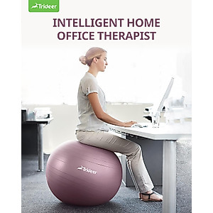 Trideer Yoga Ball - Exercise Ball for Workout pilates Stability - Anti-Burst and Slip Resistant for physical therapy, Birthing, Stretching & Core Workout, Office Ball Chair, Flexible Seating, Home Gym