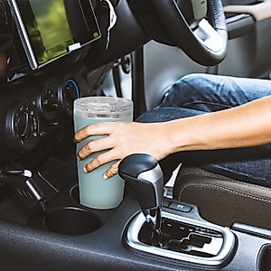 BUILT 24 Ounce Shasta Double Wall Vacuum Insulated Stainless Steel Coffee and Water Tumbler with Easy to Clean Flip to Open Lid, Mint and Gray