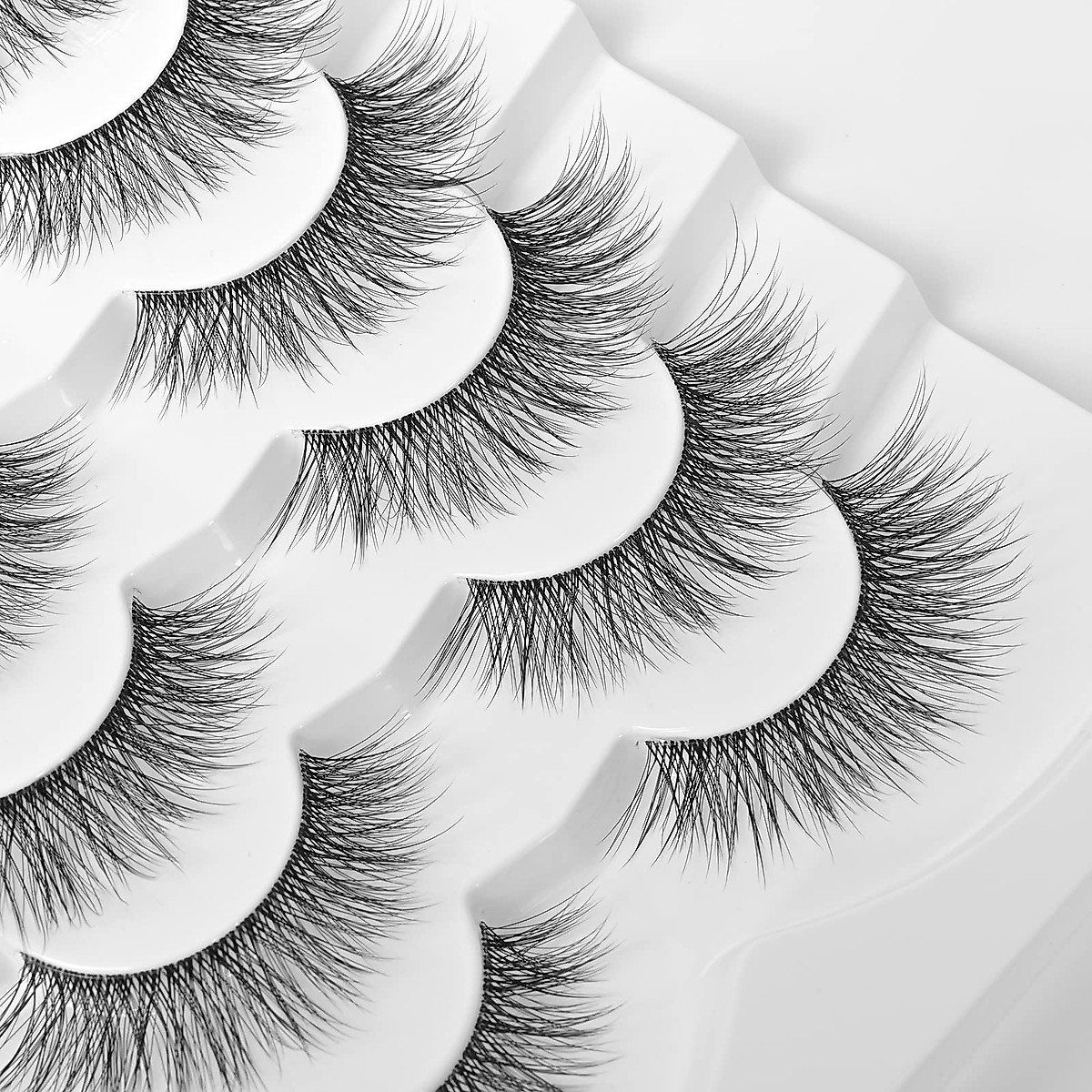 False Eyelashes Fluffy False Lashes Wispy Natural Lashes 3D Faux Mink Lashes 7 Pairs Jiocolor Volume Eye Lashes DJ-20