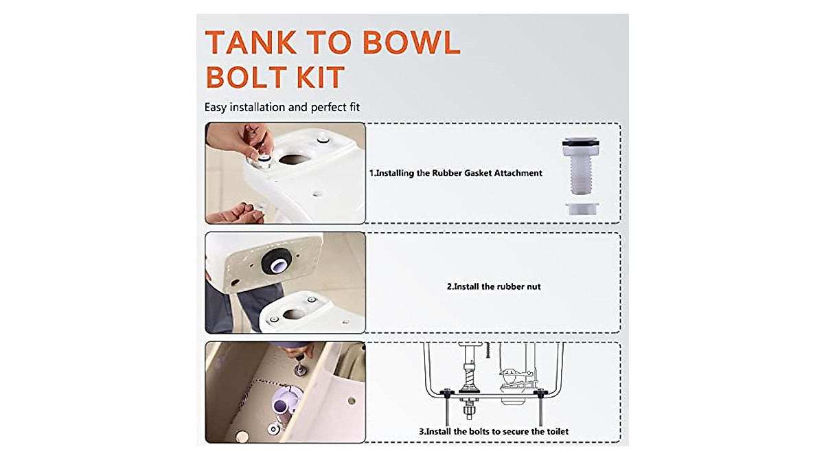 Durable Toilet Tank Replacement Kit - Bolts & Waterproof Washers