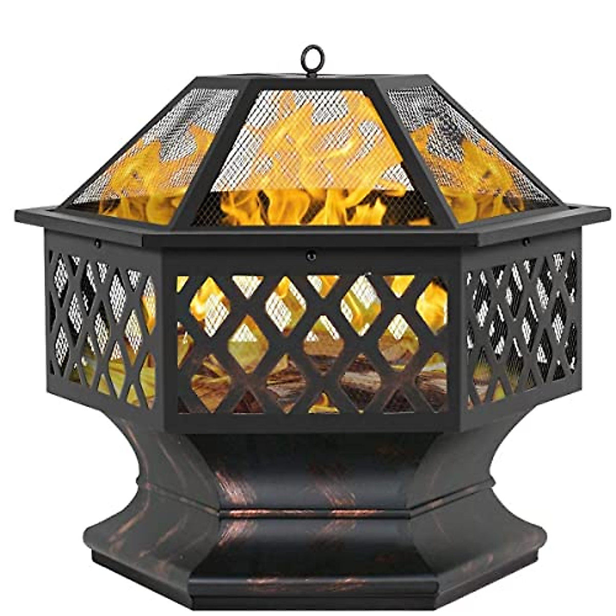 SINGLYFIRE 24 Inch Fire Pits for Outside Large Heavy Duty Outdoor Wood Burning Bonfire Pit Cast Iron Patio Heater, with Spark Screen, Log Grate, Poker