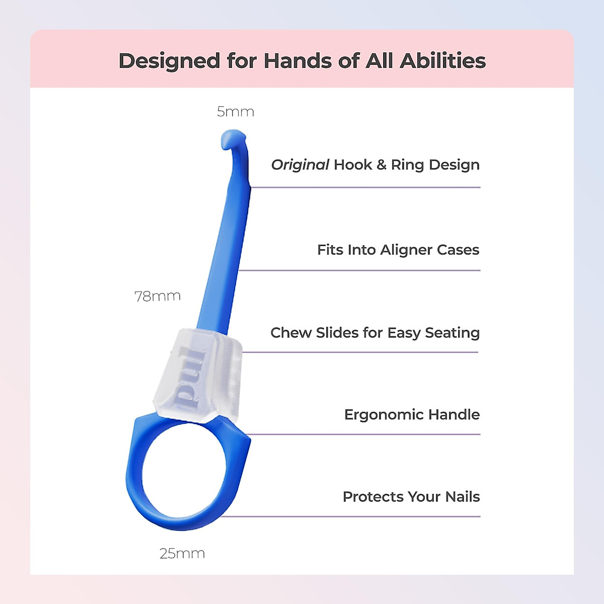 PUL 2-in-1 Aligner Seating Chewie & Removal Tool — Compatible with Invisalign, Removable Braces, Retainers & Trays – Easy-to-Use Remover & Chew, Dental & Oral Care – Pink, Orange, Blue (Pack of 3)
