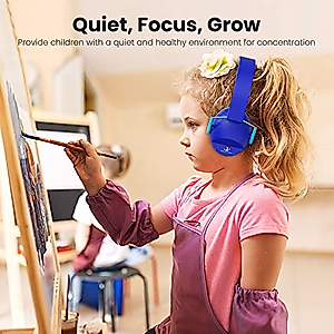 RIIKUNTEK Kids Ear Protection Safety Ear Muffs, Hearing Protectors Noise Cancelling for Children, Adjustable Noise Reduction Earmuffs for Sports Events, Concerts, Racing, Fireworks, Air Shows - Blue