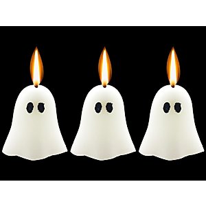 3 pcs Halloween Ghost Candles White Skeleton Novelty Candles Horror and Novelty Decor, Home Decorative Themed Candles Halloween Spooky Weird Candles for Halloween, Scary Party (Ghost Candle)