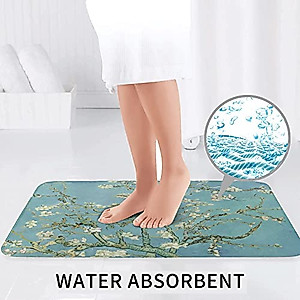 Almond Blossom by Vincent Van Gogh Paintings Bathroom Rugs Mats Set 3 Piece Soft Bath Mat Contour Mat Toilet Lid Cover