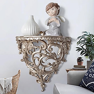 OKJHFD Floating Shelves Wall Hanging Shelves Storage Racks European Style Installation Baroque Style Hollow Decoration Shelves Unique Art Elements Home Living Room Decorations