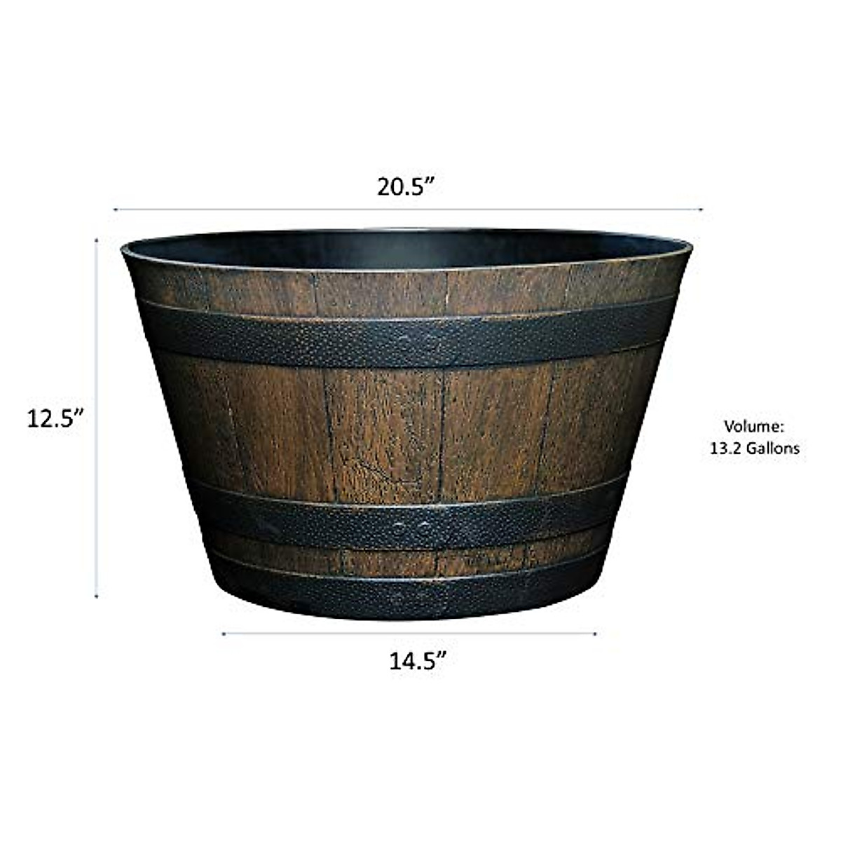 Classic Home and Garden S1027D-037Rnew Whiskey Barrel Planter, 20.5", Kentucky Walnut
