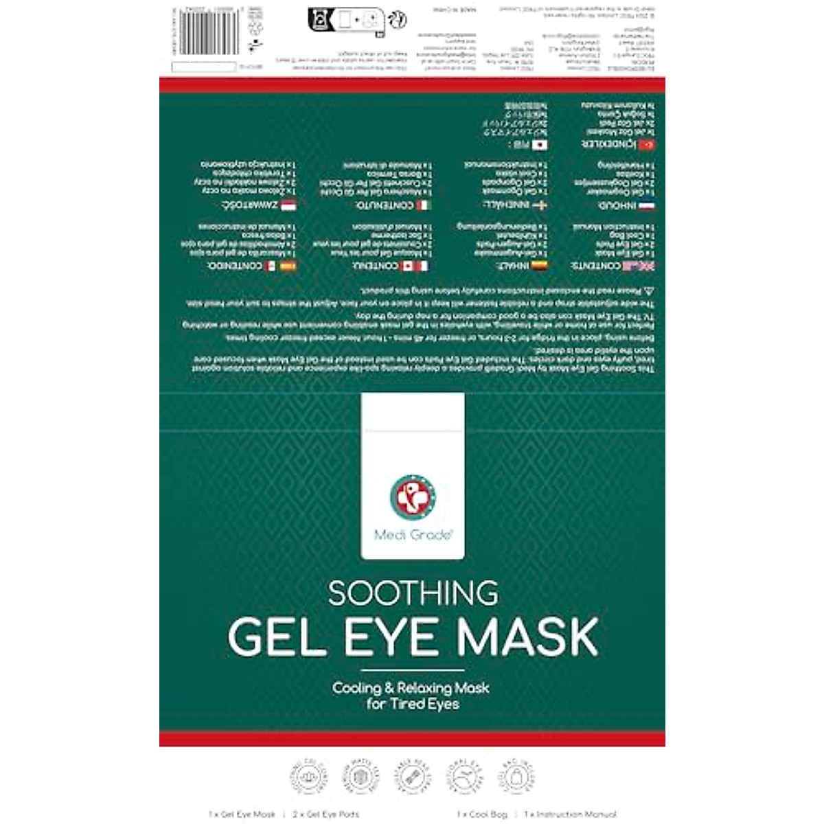 Medi Grade Cooling Eye Mask for Puffy Eyes, Allergies, Sinuses - Reusable Gel Eye Mask and Cooling Eye Pads with Thermo-Bag for Dark Circles, Hangovers and Migraine Relief - Cold Eye Mask