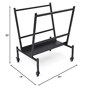Displays2go Print Art Rack, (50) 24" x 36" Protectors, Mobile Design w/Locking Wheels - Black (ADRACK1)