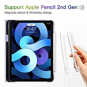 Fintie Case for iPad Air 5th Generation (2022) / 4th Generation (2020) 10.9 Inch, Multi-Angle Viewing Protective Cover with Pencil Holder & Pocket, Auto Sleep/Wake, Lilac Marble