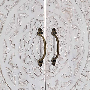 vidaXL Sideboard Buffet Kitchen Storage Cabinet Liquor Dining Room Hallway Cupboard Console Table Accent Cabinet Handmade White Solid Wood Acacia