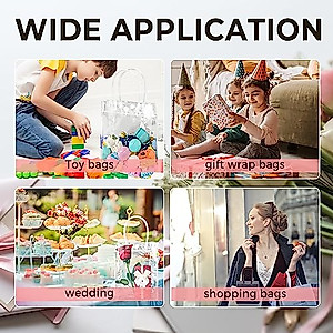 CZWESTC 36 Pcs Clear PVC Gift Bags with Handles, Small Transparent Gift Wrap Bags, Clear Tote Bag, Reusable Shopping Bags with Handle for Merchandise, Retail, Small Business (9.06 x 6.3 Inch)