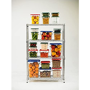 Carlisle FoodService Products Squares Square Food Storage Container with Stackable Design for Catering, Buffets, Restaurants, Plastic, 4 Quarts, White