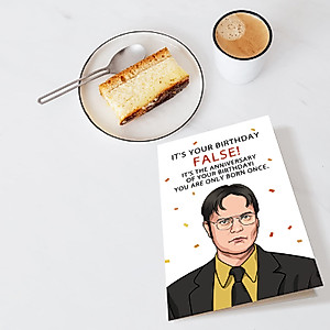 Chenive Funny Office Birthday Card, Dwight Schrute Birthday Card, Bday Greeting Card, It is Your Birthday False