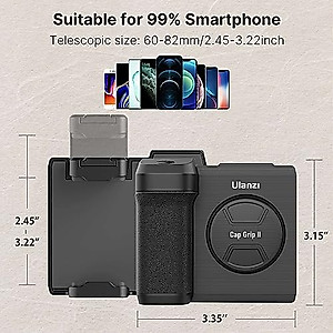 ULANZI CG01 Phone Tripod Mount with Remote Control Cell Phone Tripod Adapter Grip Holder, CapGrip II Smartphone Handle Grip with Detachable Wireless Camera Shutter for iPhone Video Photo Shooting