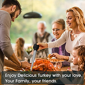 SCHVUBENR Large Turkey Baster with Cleaning Brush & Needle - Stainless Steel Baster Tool for Cooking - Easy to Use and Clean - Heavy Duty Baster Syringe - Flavor Meat Poultry, Beef, Chicken(Black)